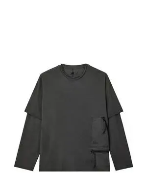 Izzue Layered-sleeve Zip-pocket T-shirt - Black