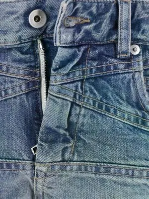 Rick Owens Panelled Frayed Denim Shorts