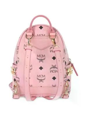 Mcm Monogram Stud-embellished Backpack - Pink