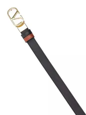 Valentino Garavani Vlogo Signature Reversible Shiny Calfskin Belt 20mm / 1.2 - Black