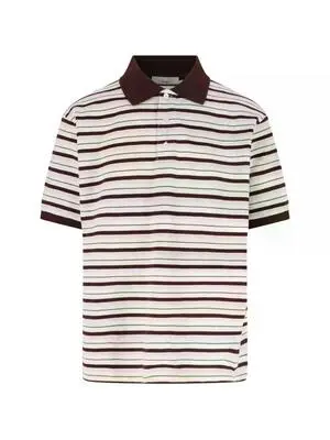DUNST Striped Short-sleeve Polo Shirt - Neutrals
