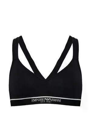 Emporio Armani Logo-underband Cross-back Bra - Black