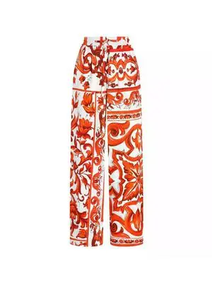 Dolce & Gabbana Majolica-print Organzine Trousers - White