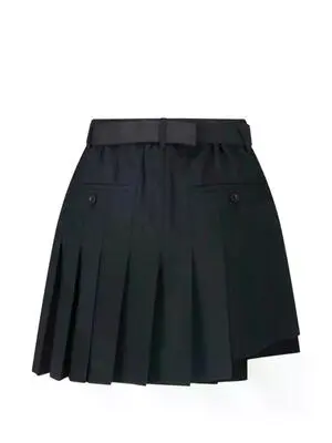 Sacai Belted Pleated Mini Skirt - Black