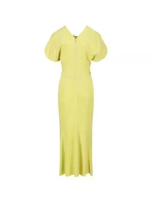 Victoria Beckham Bela Ruched-detail Midi Dress - Yellow