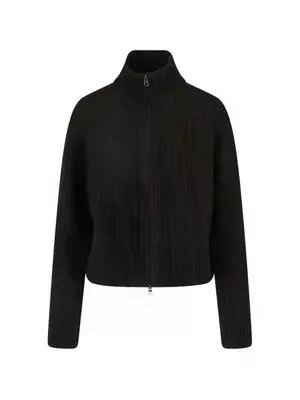 LISA YANG Ribbed Zip-up Cardigan - Brown