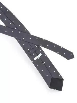 LARDINI Polka-dot Herringbone-pattern Tie