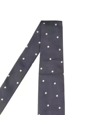 LARDINI Polka-dot Herringbone-pattern Tie - Grey