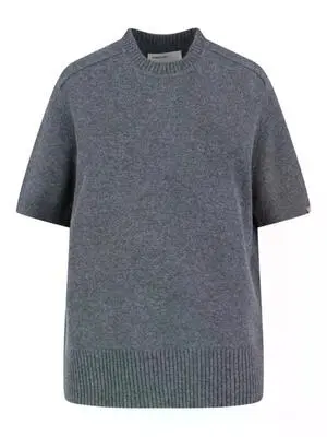 Extreme Cashmere Short-sleeve Ribbed Sweater - Grey