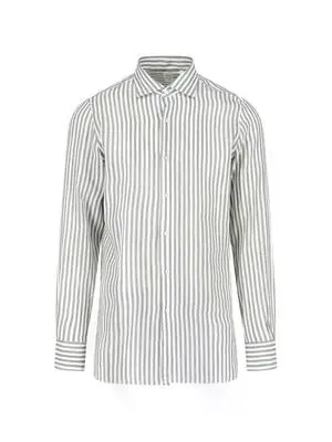 FINAMORE 1925 Vertical-stripe Long-sleeve Shirt - White