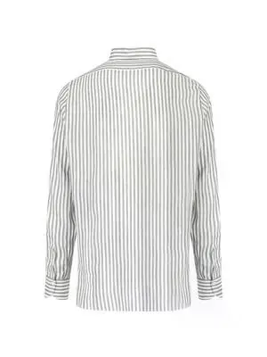 FINAMORE 1925 Vertical-stripe Long-sleeve Shirt - White