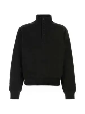 ENTIRE STUDIOS Button-up Funnel-neck Sweater - Black