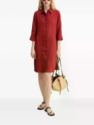 Marc O'polo Button-down Linen Shirt Mini Dress - Red