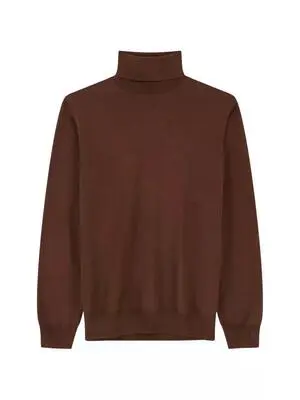 Boggi Milano Turtleneck Jumper In Extrafine Merino Wool - Brown