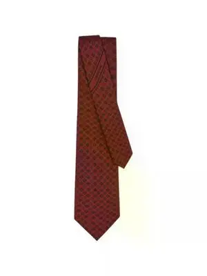 FERRAGAMO Micro-pattern Silk Tie - Red