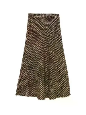 ANDIATA Tweed Midi Skirt - Brown