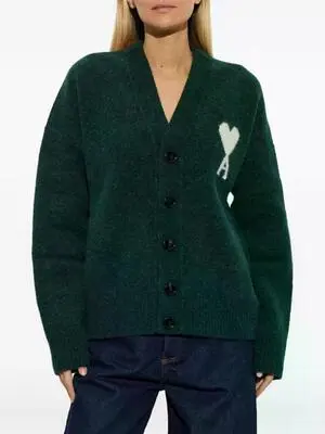 AMI Paris Alpaca Cardigan With De Coeur