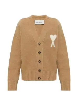 AMI Paris De Coeur Cardigan - Neutrals