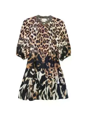 Camilla Leopard-print Tiered Mini Dress