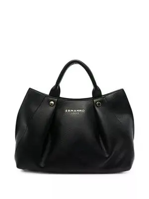 ERMANNO FIRENZE Logo-plaque Grained-leather Tote Bag - Black