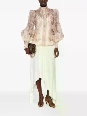 Zimmermann Ascent Printed Puff-sleeve Blouse