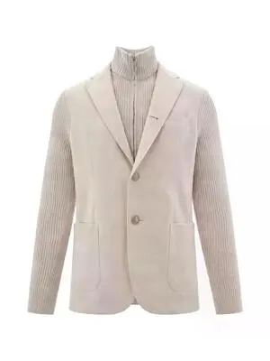Eleventy Ribbed-knit Panelled Jacket