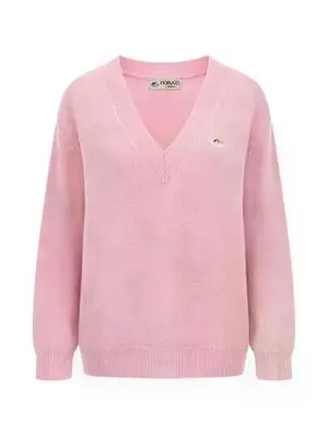 Fiorucci V-neck Patch-detail Sweater - Pink