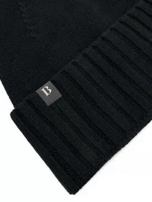 Boggi Milano Beanie In Wool Blend - Black