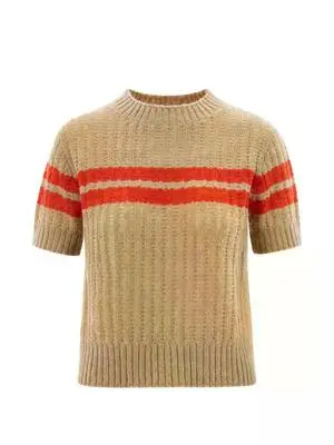 Patrizia Pepe Stripe-detail Cable-knit Sweater - Neutrals