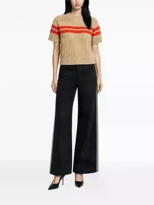 Patrizia Pepe Stripe-detail Cable-knit Sweater