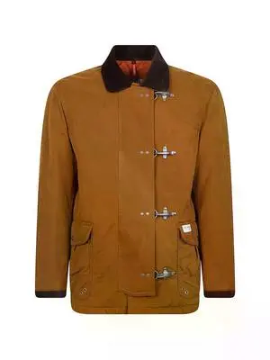 FAY Corduroy-collar Lobster-clasp Jacket - Brown