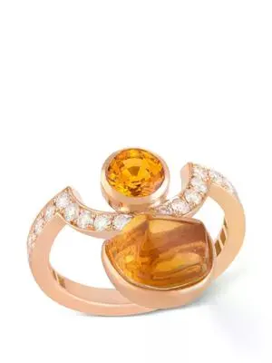 CLARA CHEHAB Half Moon Sapphire And Diamond Ring - Gold