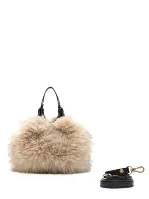 GIANNI CHIARINI Small Dua Faux-fur Trim Tote Bag - Neutrals