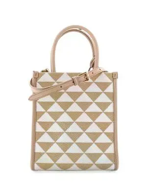 Prada Symbole Shopper Tote Jacquard Mini Crossbody Bag - Neutrals