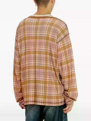 DIESEL® T-joy-ls Check-print T-shirt - Neutrals