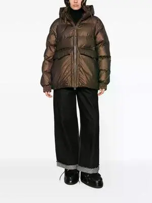 Rains Alta Hooded Quilted Jacket - Brown