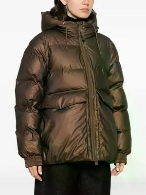 Rains Alta Hooded Quilted Jacket - Brown