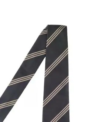 LARDINI Diagonal-stripe Silk Tie - Black