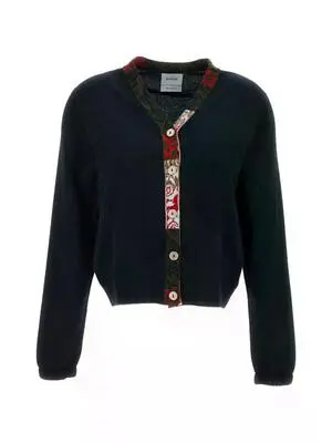 BARRIE Floral-intarsia V-neck Cardigan - Black
