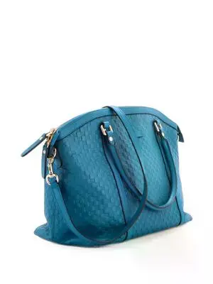 Gucci Britt Convertible Dome Microguccissima Leather Medium Satchel - Blue