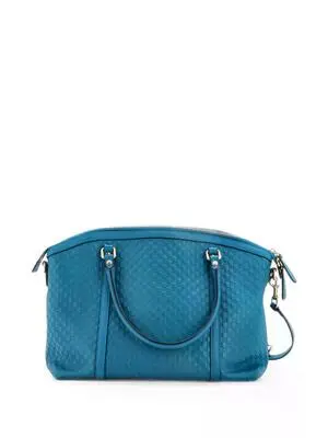 Gucci Britt Convertible Dome Microguccissima Leather Medium Satchel - Blue