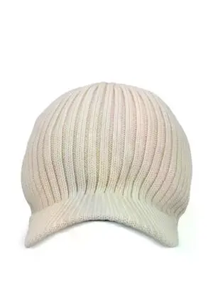 Y3 Wales Bonner Ribbed-knit Peaked Beanie Hat - Neutrals