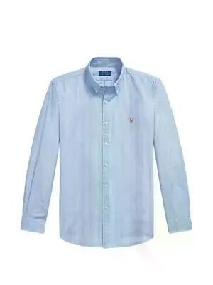 Polo Ralph Lauren Custom-fit Striped Stretch Oxford Shirt - Blue