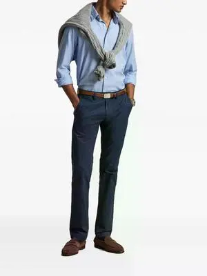 Polo Ralph Lauren Custom-fit Striped Stretch Oxford Shirt - Blue