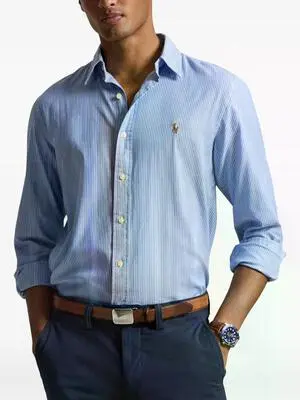 Polo Ralph Lauren Custom-fit Striped Stretch Oxford Shirt - Blue