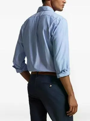 Polo Ralph Lauren Custom-fit Striped Stretch Oxford Shirt - Blue