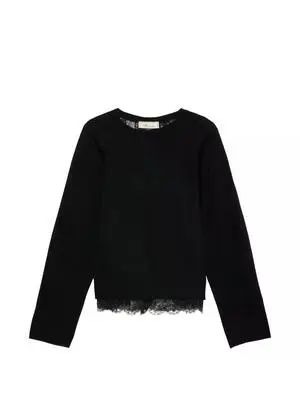 Blumarine Pleated Lace-panel Sweater - Black