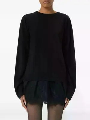 Blumarine Pleated Lace-panel Sweater