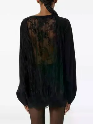 Blumarine Pleated Lace-panel Sweater