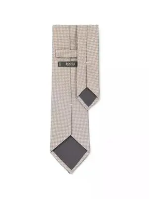 Boggi Milano Formal Tie Geometric Motif Jacquard Silk - Neutrals
